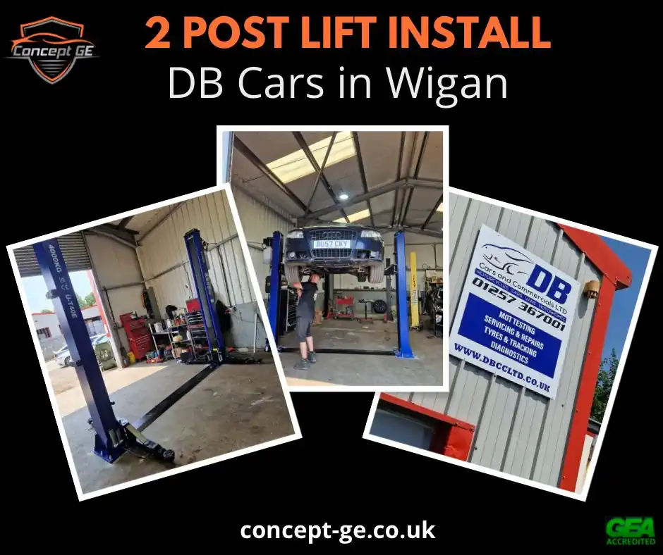 2 Post Lift supply and installation for DB Cars in Wigan